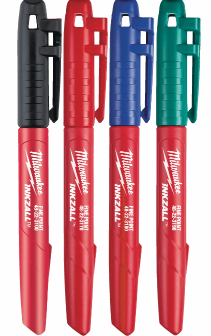 MILWAUKEE INKZALL ULTRA FINE TIP TUSJ 4PK - Øverland & Co